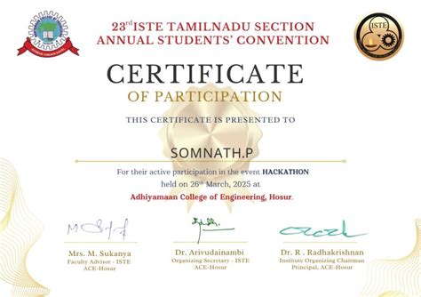 Hackathon Iste Engineeringlife Innovation Teamwork Gratitude Somnath P