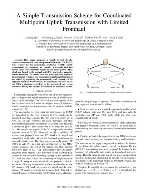 Pdf A Simple Transmission Scheme For Coordinated Multipoint Uplink