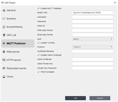 Project Project Properties Mqtt Publisher Tab