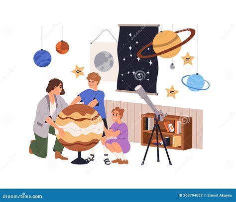 Astronomy Classroom With Telescope Planet Models Star Map School Class Room For Cosmos Space