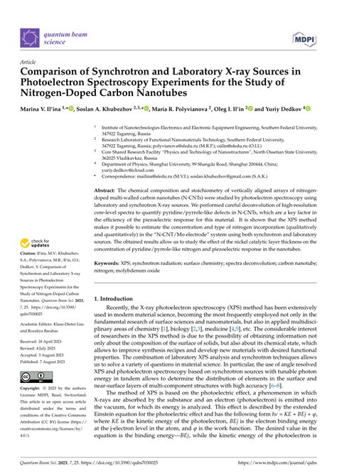 Pdf Comparison Of Synchrotron And Laboratory X Ray Sources In Photoelectron Spectroscopy