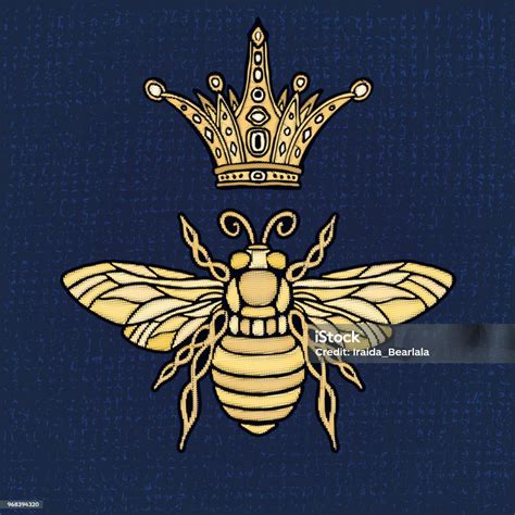 자 수 곤충 크라운 야자수 잎 꽃 새 패치 예술 패션 황금 패치 템플릿입니다 벌에 대한 스톡 벡터 아트 및 기타 이미지 벌