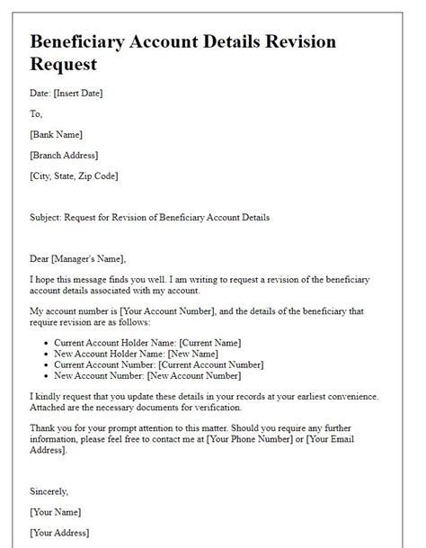 Letter Template For Beneficiary Account Information Update Free