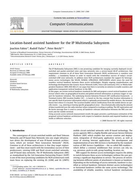 Pdf Location Based Assisted Handover For The Ip Multimedia Subsystem Dokumen Tips