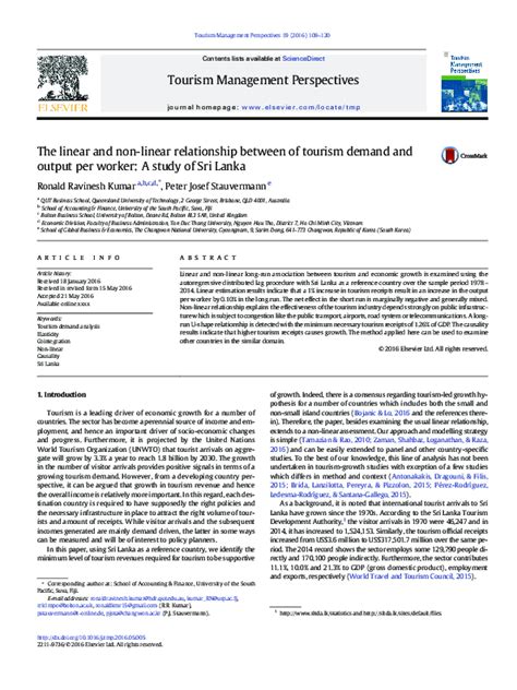 Pdf The Linear And Non Linear Relationship Between Of Tourism Demand