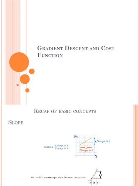 Gradient Descent And Cost Functionpptx Pdf Slope Derivative