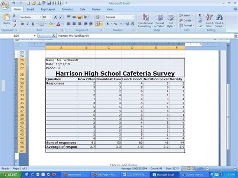 Survey Spreadsheet Template
