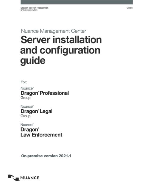 Gd Nuance Management Center Server Installation Configuration Guide On Premise V20211 Pdf