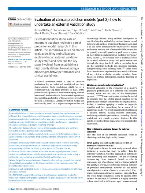 Pdf Evaluation Of Clinical Prediction Models Part 2 How To