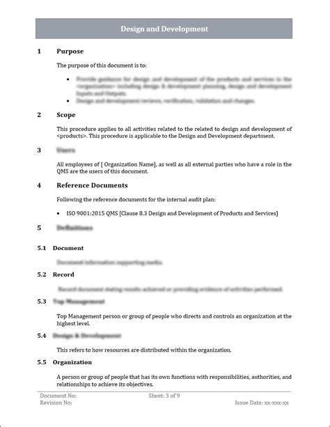 Iso 9001 Qms Design And Development Template Iso Templates And