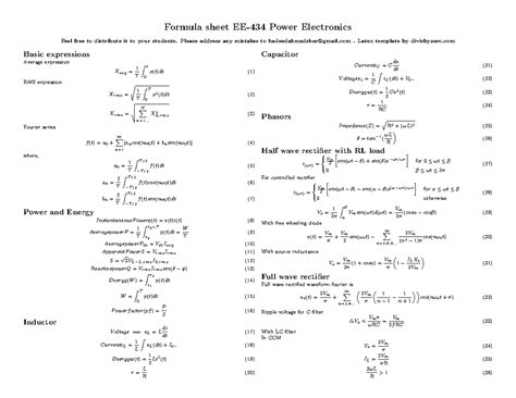 Digital Electronics Formula Sheet At Horace Gant Blog