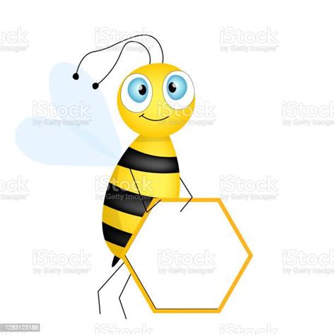 만화 귀여운 꿀벌 마스코트 빈 테이블메리 꿀벌 작은 말살 벡터 문자입니다 곤충 아이콘 초대 카드 벽지 학교 유치원을위한 휴일 템플릿 디자인 공간을 복사합니다 고급에 대한