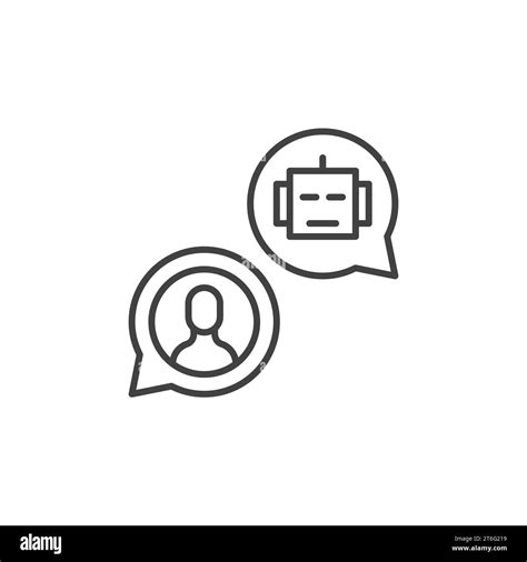 Chatbot And Man In Speech Bubbles Vector Concept Icon Or Sign In Thin