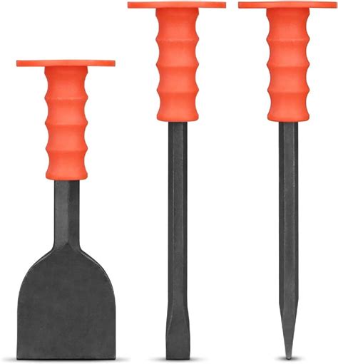 Heavy Duty Masonry Chisel Set With Thick Protective Handles Includes