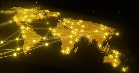 Global Network Connections Animation Over Illuminated World Map With Glowing Nodes Stock Video