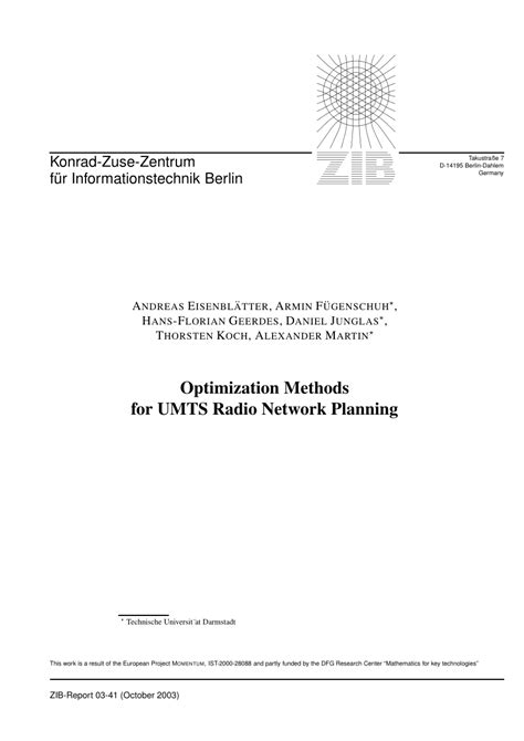 Pdf Optimization Methods For Umts Radio Network Planning