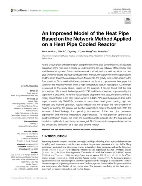 Pdf An Improved Model Of The Heat Pipe Based On The Network Method