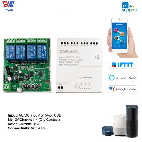 Ewelink Smart Switch 4 Channel Input 220Vac With Cover We Volt