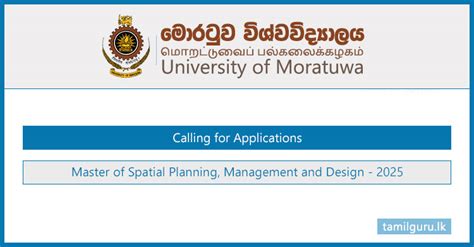 Master Of Spatial Planning Management And Design 2025 University Of Moratuwa