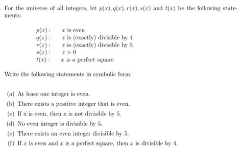Solved For The Universe Of All Integers Let Px 92