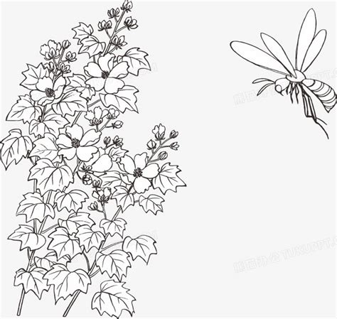 黑白花丛PNG图片素材下载 黑白PNG 熊猫办公