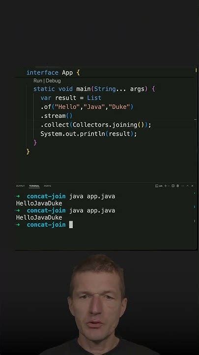 the shortest way to concatenate a list of strings java shorts coding