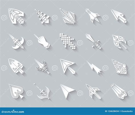 Mouse Cursor Simple Paper Cut Icons Vector Set Stock Vector Illustration Of Graphic Game