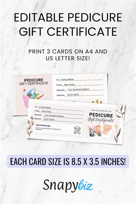 Pedicure T Voucher Canva Certificate Templates Snapybiz