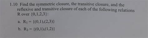 Solved 110 Find The Symmetric Closure The Transitive