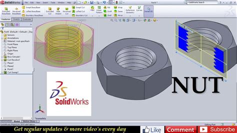 Solidworks Hexagonal Nut Youtube