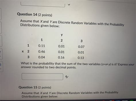 Solved Question 11 2 Points Assume That X And Yare