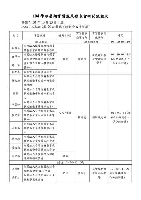 【歡迎參加】1023（五）社工系暑期實習成果發表會 慈濟大學社會工作學系