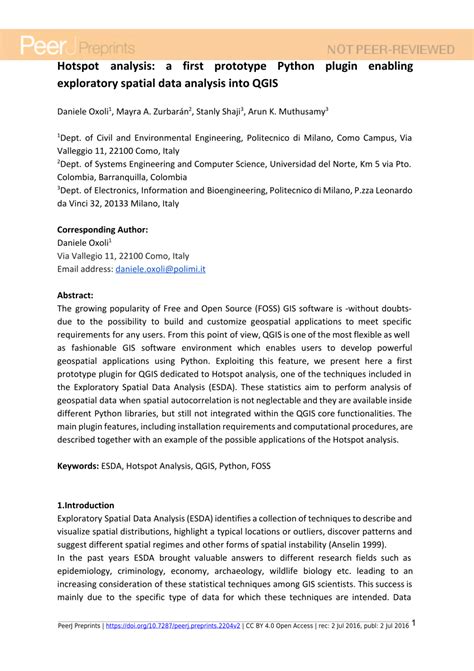 Pdf Hotspot Analysis A First Prototype Python Plugin Enabling