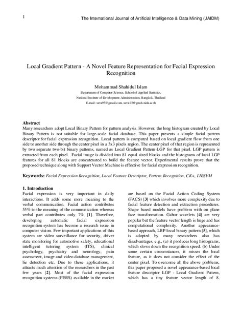 Pdf Local Gradient Pattern A Novel Feature Representation For Facial Expression Recognition