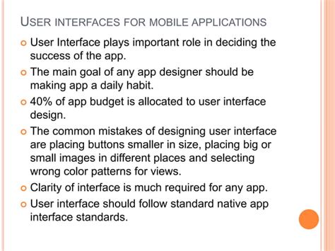 User Interfaces For Mobile Applications Pptx Smartphones Consumer Electronics