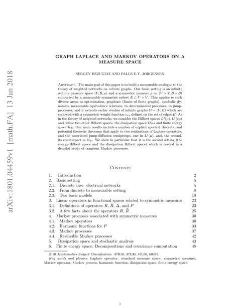 Pdf Graph Laplace And Markov Operators On A Measure Space