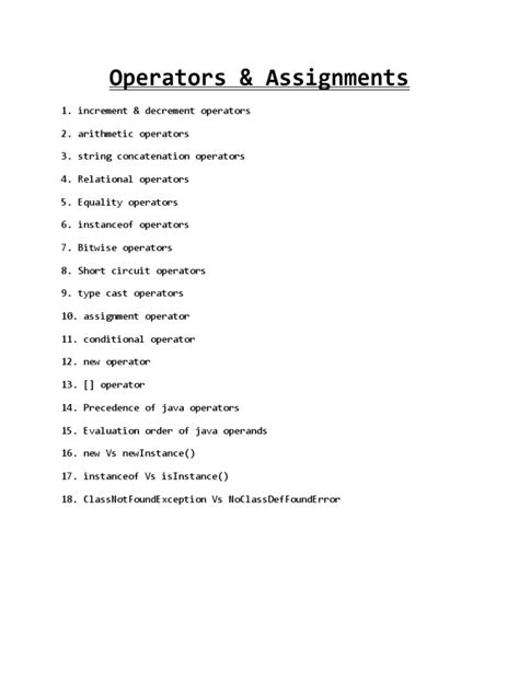 Operators And Assignments By Durga Sir Pdf