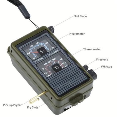 Ultimate Survival Compass With 10 Functions Humidity Meter
