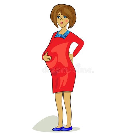 Preggy Pretty Woman Cartoon Pregnant Girl Stock Vector Illustration