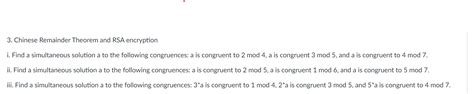 Solved 3 Chinese Remainder Theorem And Rsa Encryption I