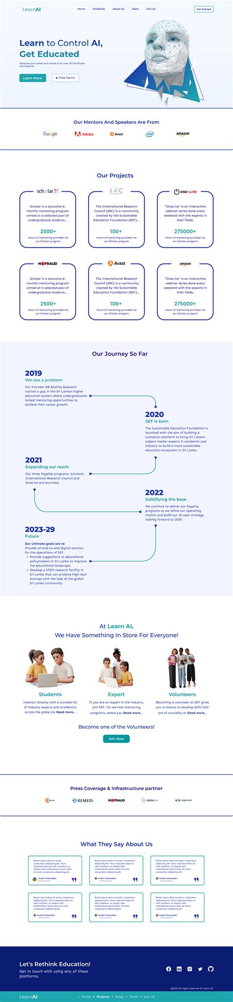 Learnai Ai Learning Website Landing Page On Behance