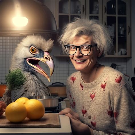 Premium Ai Image Beautiful Sensual And Attractive Ostrich With Grey Hair