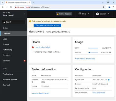 Ubuntu 2404 Cockpit Configration Server World