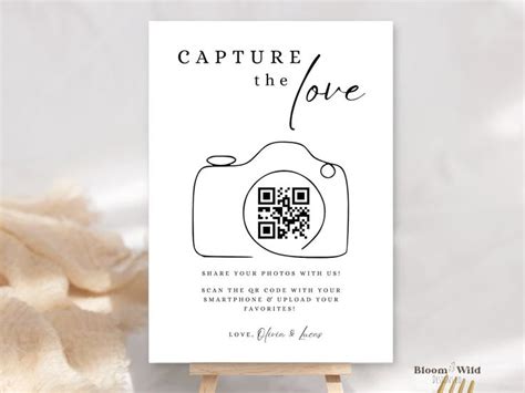 Qr Code For Photo Sharing Wedding Capture The Love Qr Code Sign Share