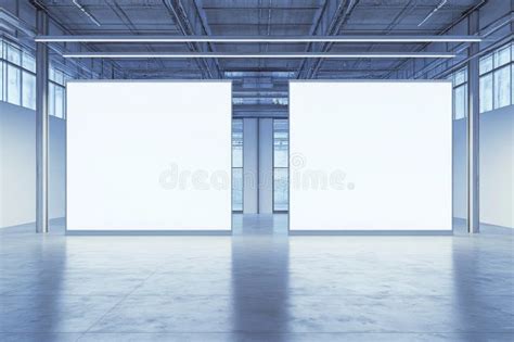 Several Blank White Partitions With Space For Advertising Posters Or Marketing Campaigns In An
