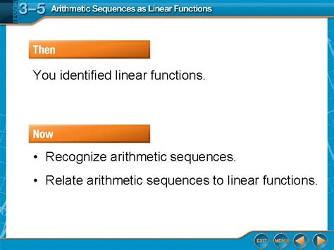LESSON Arithmetic Sequences As Linear Functions