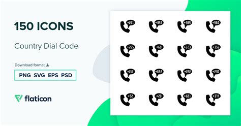 Country Dial Code Icon Pack Black Fill 150 Svg Icons