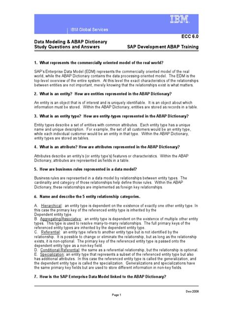 12 Abap Data Dictionary Study Questions Pdf Databases Computer Data