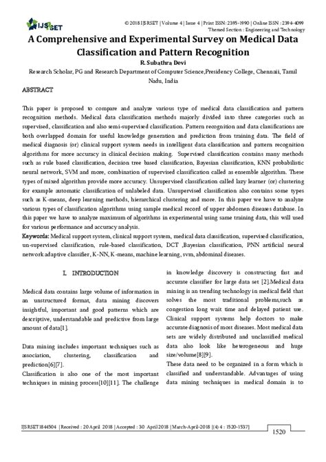 Pdf A Comprehensive And Experimental Survey On Medical Data Classification And Pattern Recognition