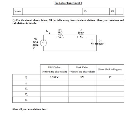 Solved Pre Lab Of Experiment Q For The Circuit Shown Chegg Com